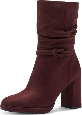 Marco Tozzi Damen Stiefeletten mit Absatz Elegant Blockabsatz, Rot (Bordeaux), 36