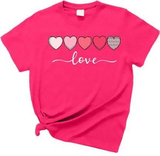 Generic T-shirt graphique pour femme pour la Saint-Valentin 2026, rose vif, XXL