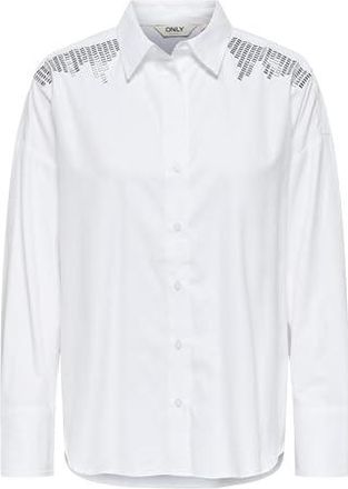 Only Onloregon Leana Life Ls Embeli T-Shirt WVN, Blanc &eacute;clatant, M Femmes