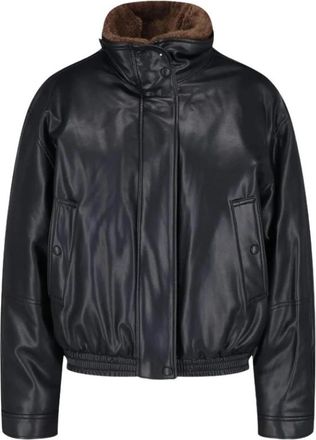 Low Classic Jacke aus Kunstleder mit Pelzkragen - - Jackets - Damen - Schwarzk - XS
