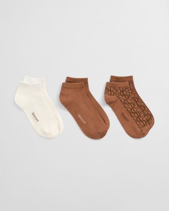 GANT Damen 3er-Pack Monogram Knöchelsocken (39-41) WHISKEY Braun