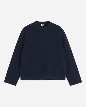 Arket Lockerer Pullover Aus Baumwollmischgewebe -Blau