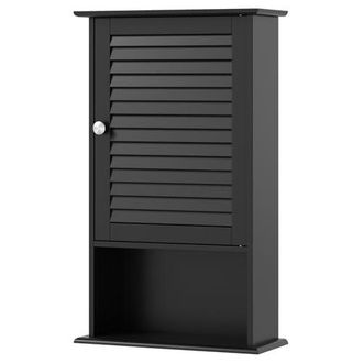 Giantex Armoire de Salle de Bain Murale avec Une Porte, 2 &eacute;tag&egrave;res r&eacute;glables et Compartiment Ouvert, Armoire en Bois &agrave; 3 Niveaux, Meuble Polyvalent pour la Sa