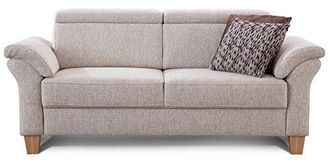 Cavadore Cavadore 3-Sitzer Sofa Ammerland / Couch mit Federkern im Landhausstil / Inkl. verstellbaren Kopfst&uuml;tzen / 186 x 84 x 93 / Strukturstoff natur