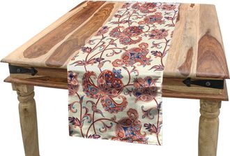 Abakuhaus traditionell Tischläufer, Paisley Boho, Esszimmer Küche Rechteckiger Dekorativer Tischläufer, 40 x 180 cm, Braun Blau