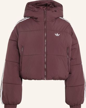 adidas Originals Adidas Originals Adicolor Puffer Jacke, K&uuml;rzer Geschnitten, Kapuze rot