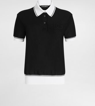 Dolce & Gabbana Poloshirt Aus Piqu&eacute; Mit Stickerei - Frau T-shirts Und Sweatshirts Schwarz 38