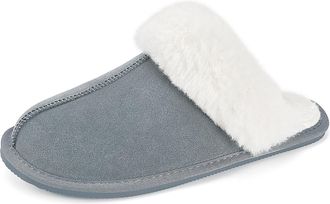 Mishansha Warme Hausschuhe Damen Winter Plüsch Pantoffeln mit Rutschfeste Gummisohle, Frauen Slippers Indoor Outdoor, Dunkelgrau 36 EU
