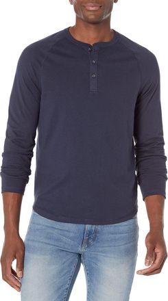 Amazon Essentials Herren Langärmeliges Henley-Shirt, Schmale Passform, Marineblau, XXL