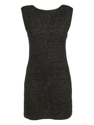 Maje robe courte sans manches en dentelle au crochet - Noir