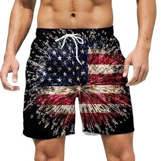 Generic Short de bain pour homme - Short de plage - Pantalon de plage d&eacute;contract&eacute; et tendance - Confortable - Vacances am&eacute;ricaines - Pantalon l&eacute;ger, Noir, 3XL