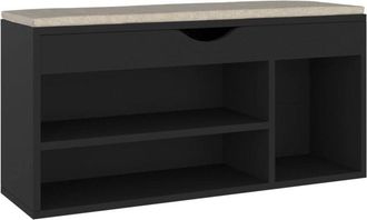 vidaXL Schuhbank mit Kissen Schwarz 104x30x49 cm Holzwerkstoff - Vidaxl