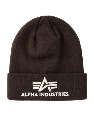 Alpha Industries Alpha Industries 3D Beanie Strickm&uuml;tze aus Acryl f&uuml;r Herren Hunter Brown