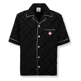 Casablanca Homme, Chemises, Noir, Taille: 2XL Towelling Monogram Short Sleeve Shirt