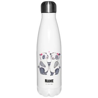 Mr. & Mrs. Panda Wasserflasche personalisiert Panda Beste Blutsschwester der Welt - Personalisierte Geschenke, Thermoskanne, Geschenk, Geburtstagsgeschenk, Sister, Spo