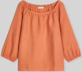 Marc O'Polo Regular Fit Bluse aus reinem Leinen mit Carmen-Ausschnitt
