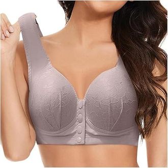 Generic Soutien-Gorge Surdimensionn&eacute; &Agrave; Boutons sur Devant pour Femmes Et Femmes, sans Anneau, Gilet, Grande Tasse R&eacute;glable, avec Beau Body Rose Sexy (D, XXL) 