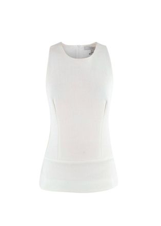 Victoria Beckham White Sleeveless Crepe Top Size S