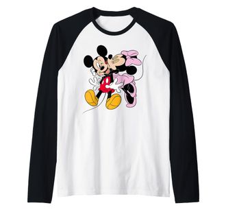 Disney Mickey Mouse And Minnie Kiss Valentine Raglan