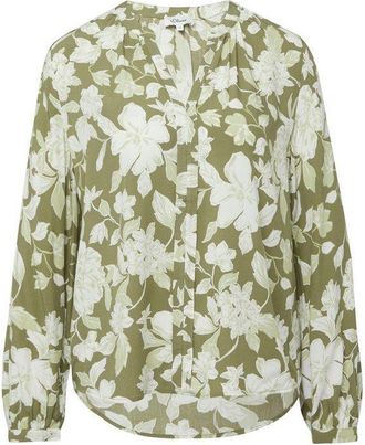 s.Oliver Langarmbluse Bluse Flie&szlig;ende Viskose-Bluse mit All-over-Print