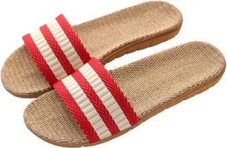 Beaupretty Pantoufles pour Femmes Lin Respirant Semelle Épaisse Antidérapante Chaussons Ouverts Confortables pour Intérieur et Maison Absorption de Transpiration