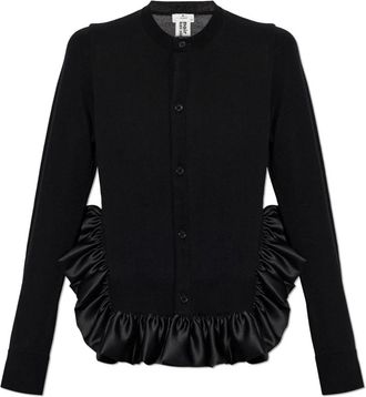 Comme Des Gar&ccedil;ons Femme, Pulls, Noir, Taille: 40 FR Wool Cardigan With Ruffle