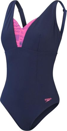 Speedo Shaping Printed OpusGem DD+ 1 Piece Badeanzug f&uuml;r Damen, Schwarz/Pink, 36