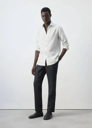 Mango Chemise slim-fit 100 % lin bleu ciel - Homme - XXL - MANGO MAN