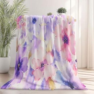 Generic Moelleuse Couverture Polaire 127 x 152 cm, Chaude et Moelleuse R&ecirc;ve Aquarelle Fleurs Couverture Imprim&eacute;e pour Chaise Lit Sofa Canap&eacute; - Flanelle Plaid 
