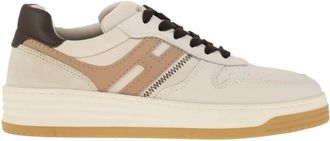 Hogan Low-Top Sneaker - H630 - Leather Trainers With H On The Side - Gr. 36,5 (EU) - in Beige - f&uuml;r Damen