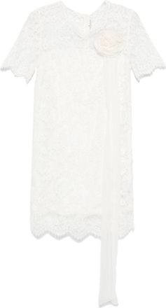 Ermanno Scervino Minikleid aus Spitze mit Blumenmuster - Wei&szlig;