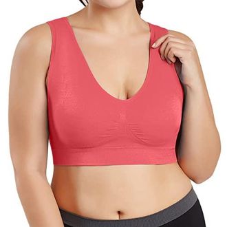Generic Soutien-gorge Plus Soutien-gorge Taille Ultra Mince Full Cup Tops Grande Couleur Sport Femme Soutien-gorge Chemisier Femme, Rouge past&egrave;que, 6XL