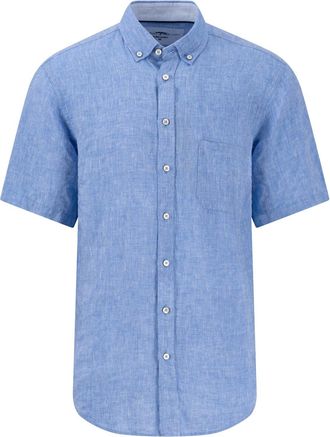 Fynch-Hatton Herren - Halbarm-Leinenhemd mit Batton-Down-Kragen, Strong Blue, 3XL