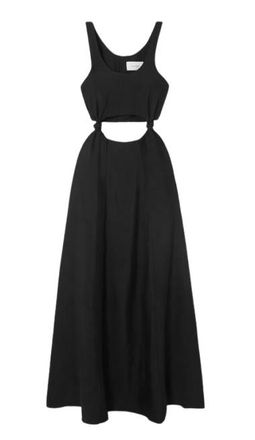 Bondi Born Black Tenerife Knotted Cutout Gauze Midi Dress Size M