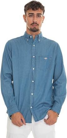 GANT Reg Indigo BD Chemise, Bleu Semi-Clair, XXXXL Hommes