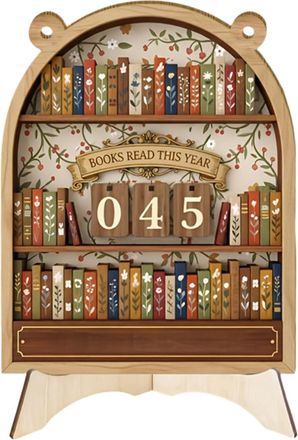 Generic Books Read This Year Counter, Buch Tracker Schild aus Holz, Rustikales Lesetracker Schild, B&uuml;cherregal Buchz&auml;hler Tracker, Leseziele Dekoration f&uuml;r Re