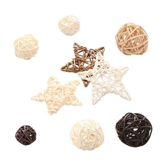 Amosfun 9 St&uuml;Ck Nat&uuml;Rliche Rattankugeln, Ausgeh&ouml;Hlte Korbsterne Und -Kugeln F&uuml;R Die Tischdekoration Bei Hochzeiten, Als F&uuml;Ller F&uuml;R Die Tischdekoration Im Baue