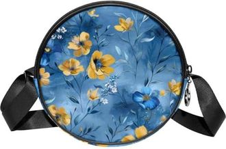 Generic Sac &agrave; bandouli&egrave;re rond pour femme, petit sac &agrave; bandouli&egrave;re vintage &agrave; motif floral avec fermeture &eacute;clair, bretelles r&eacute;glables, sac &agrave; main rond d&eacute;contra