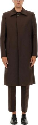 Maison Margiela Homme, Manteaux, Brun, Taille: XL Manteau crois&eacute; en laine m&eacute;lang&eacute;e