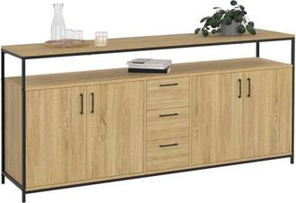 IDMarket Buffet 180 cm Detroit XXL 4 Portes et tiroirs Design Industriel