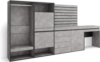 Skraut Home | Schuhregal, Schuhschrank | Schuhaufbewahrung | 297x145x35 | F&uuml;r Schlafzimmer | Offener Kleiderschrank | Kommode mit Schubladen | Lamellenwand Holz |