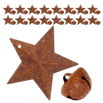 DOITOOL 48 St&uuml;ck Vintage Metallgl&ouml;ckchen mit Rostiger Sternform 4cm 2cm Kleiner Schellen Dekorative Weihnachtsbaum und Selbstgemacht H&auml;ngedeko