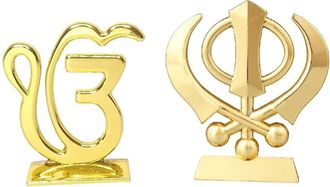 Generic Sikh religi&ouml;ses Symbol Khanda Sahib und Ek Onkar (6 x 5 cm), Idol-Statue f&uuml;r Gurudwara, Auto, Armaturenbrett, Mandir Pooja Ghar, Heimdekoration, B&uuml;ro,