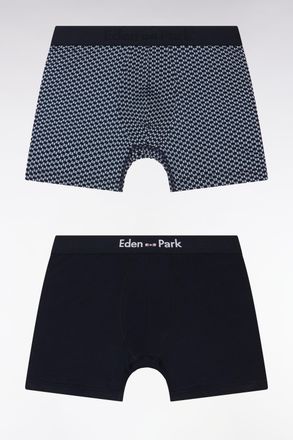 Eden Park Lot De Deux Boxers En Jersey De Coton Stretch Uni Et Ciel Imprim&eacute;