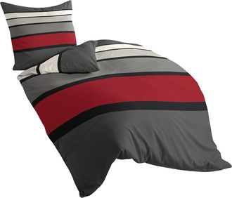 BIERBAUM Bettwäsche 4757, Mako-Satin, Designed in Germany, rot 63, 155x220 + 80x80 cm, Komfortgröße
