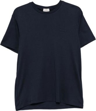 Calvin Klein T-shirt ajust&eacute; &agrave; badge en coton Supima - Homme - Tops - Bleu - Taille: XL
