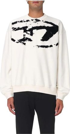 Diesel Homme, Sweatshirts et sweats à capuche, Blanc, Taille: L SweaT-shirt ras du cou avec imprimé graphique