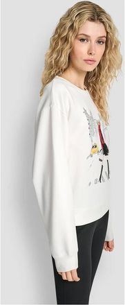 DKNY Dkny, Femme, Sweatshirts et sweats &agrave; capuche, Blanc, Taille: 40 FR Polished Stretch Long Sleeve Top