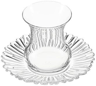 Pasabahce 95961-12-TLG Aurora Lot de 6 verres &agrave; th&eacute; turcs et 6 soucoupes (design cristal)