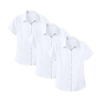 Generic JOASDAO Lot de 3 chemises de travail &agrave; manches courtes pour femme - V&ecirc;tements dentretien professionnels - Manches courtes - Boutonn&eacute;s - Infroissables 